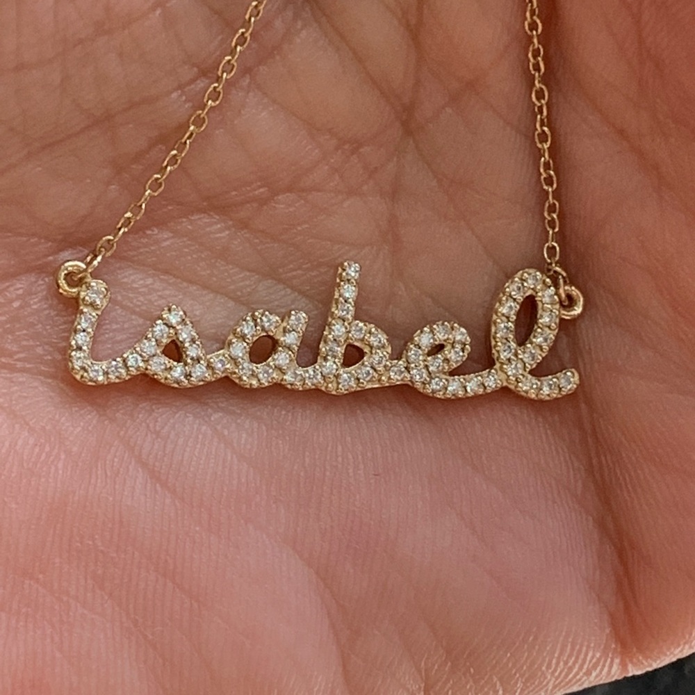 14k Gold Name Necklace With Diamonds - Gem